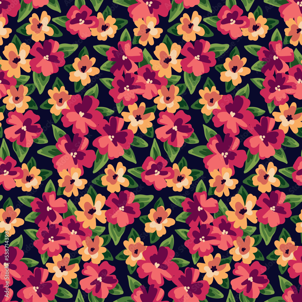 Seamless floral pattern, vintage ditsy print with small hand drawn ...
