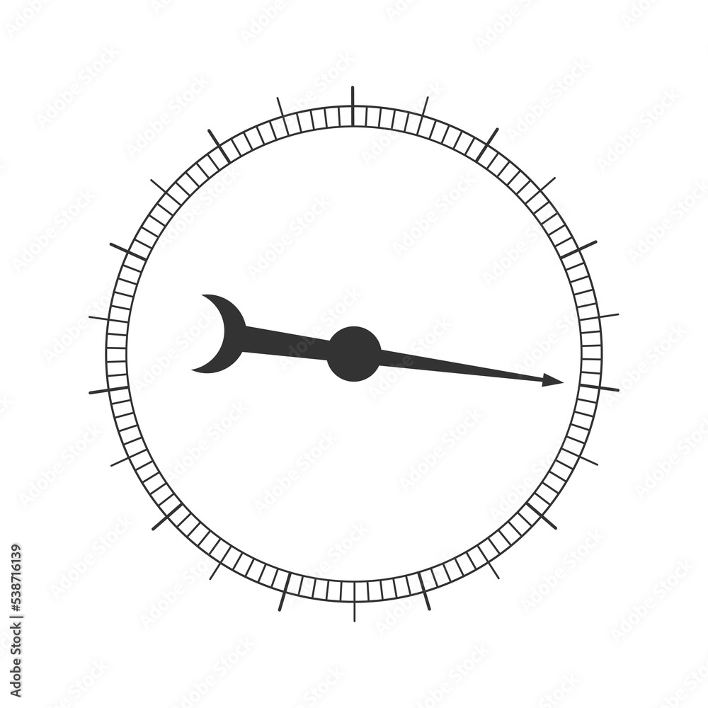 Graphic round measuring scale with arrow. Template of manometer ...