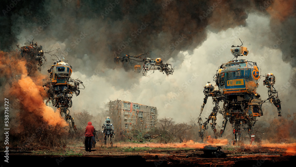 War of robots. A huge robot has attacked the city and is destroying it ... War of robots. A huge robot has attacked the city and is destroying it ...