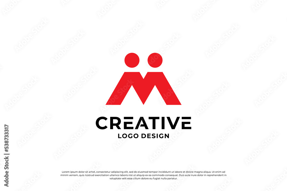 letter M logo design. Initial letters M logo mark, symbol vector. Stock ...