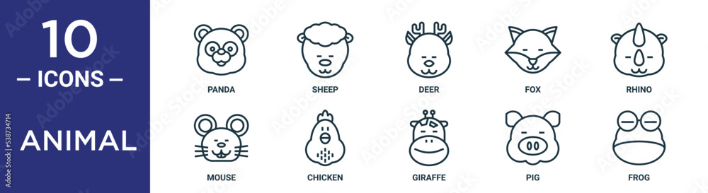 Vektorová grafika „animal outline icon set includes thin line panda ...