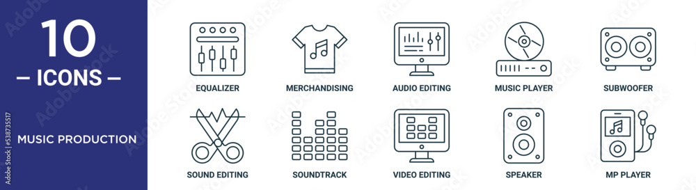 music production outline icon set includes thin line equalizer ...
