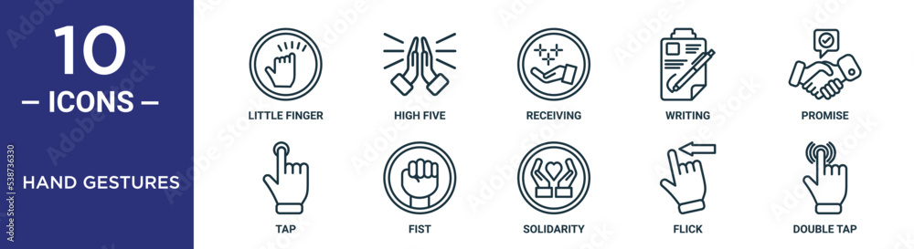 hand gestures outline icon set includes thin line little finger, high ...