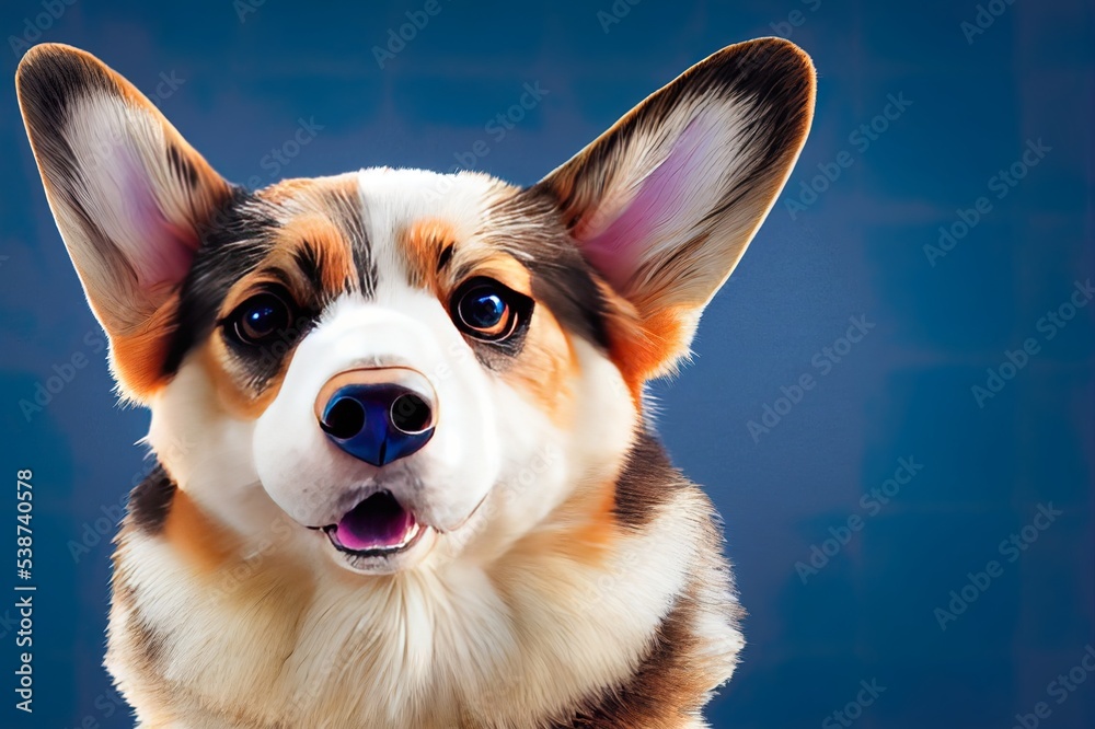 Profile portrait of funny welsh corgi pembroke or cardigan with open ...