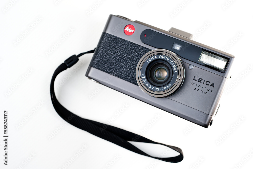 Bangkok/Thailand - October 17, 2022 : Compact film camera with 35-70mm f/3.5-6.5 zoom lens from ...