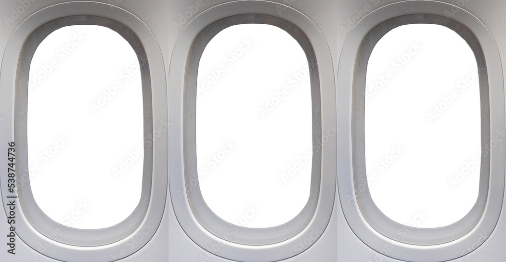 aeroplane window with clear background from a big airplane airline jet ...