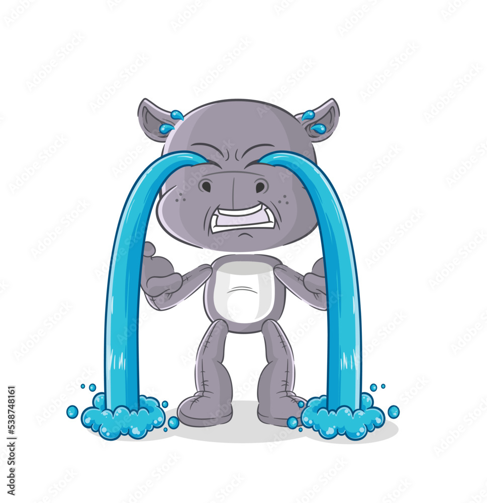 hippopotamus crying illustration. character vector Stock Vector | Adobe ...
