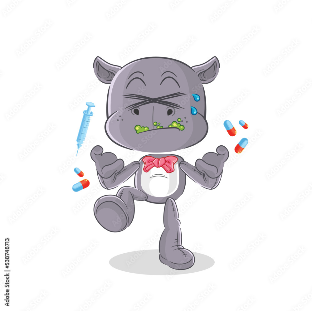 hippopotamus drug overdose. cartoon illustration Stock Vector | Adobe Stock