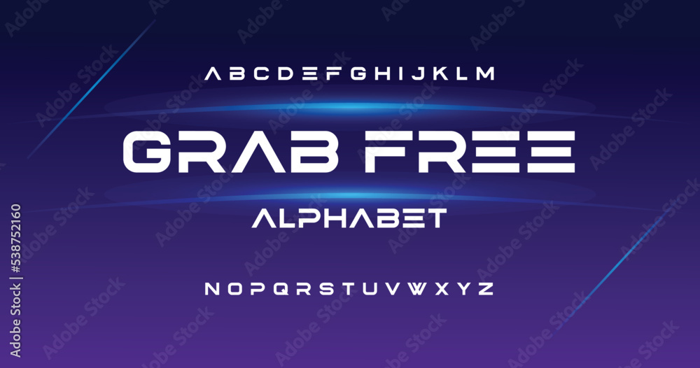 GRAB FREE Sports minimal tech font letter set. Luxury vector typeface ...
