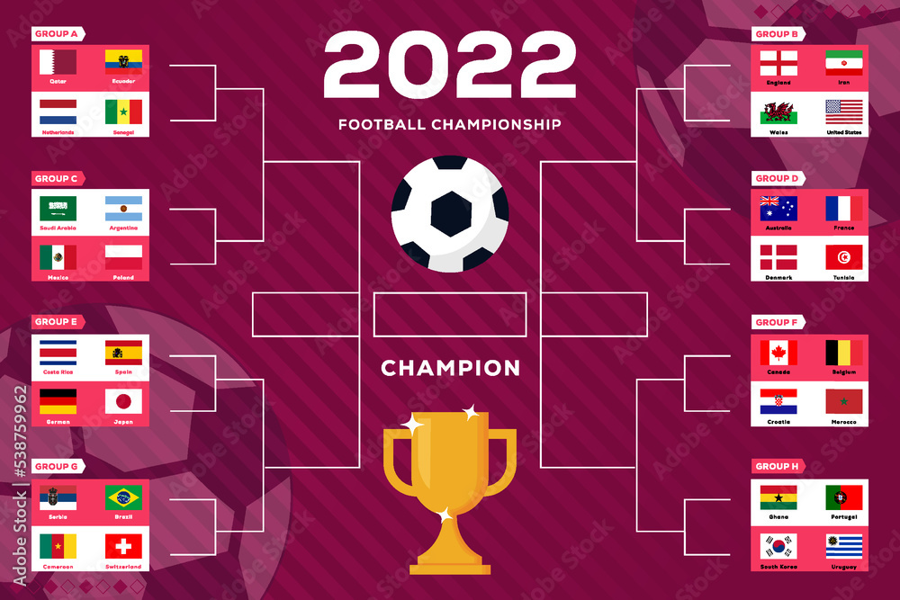 The 2022 football championship bracket tables templates Stock Vector ...