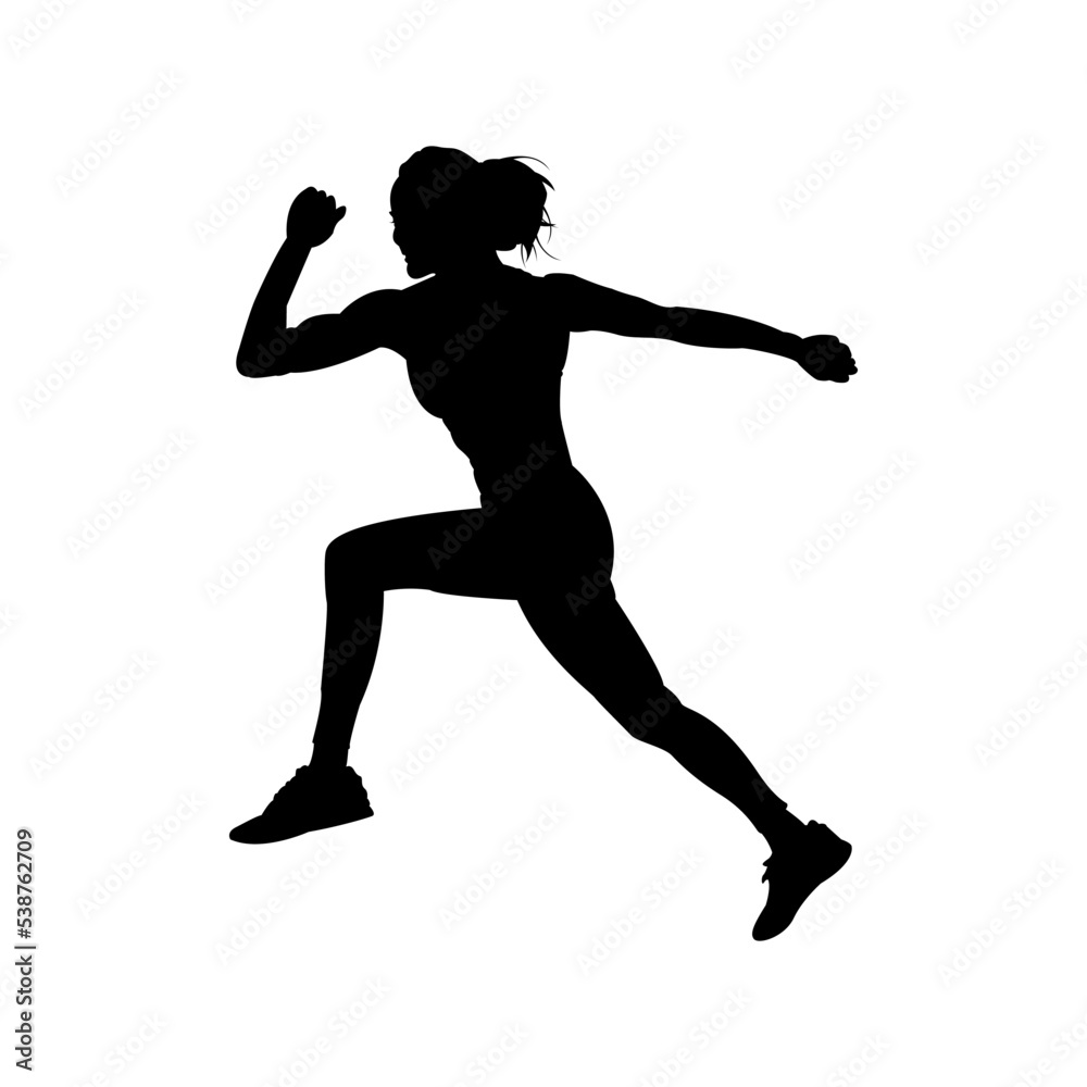 silhouette of female sprinter, Running woman or female fitness runner ...