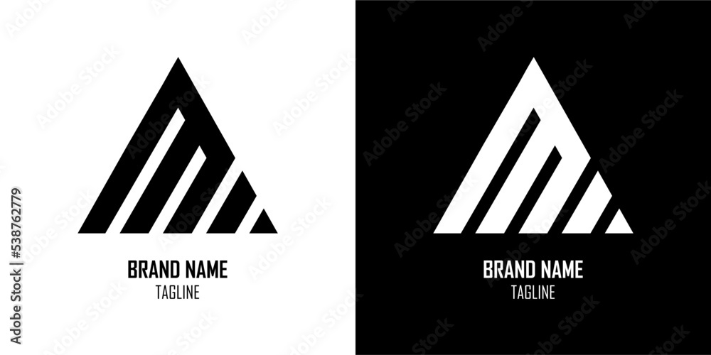 MA monogram design logo triangle shape. MA vector logo black and white ...