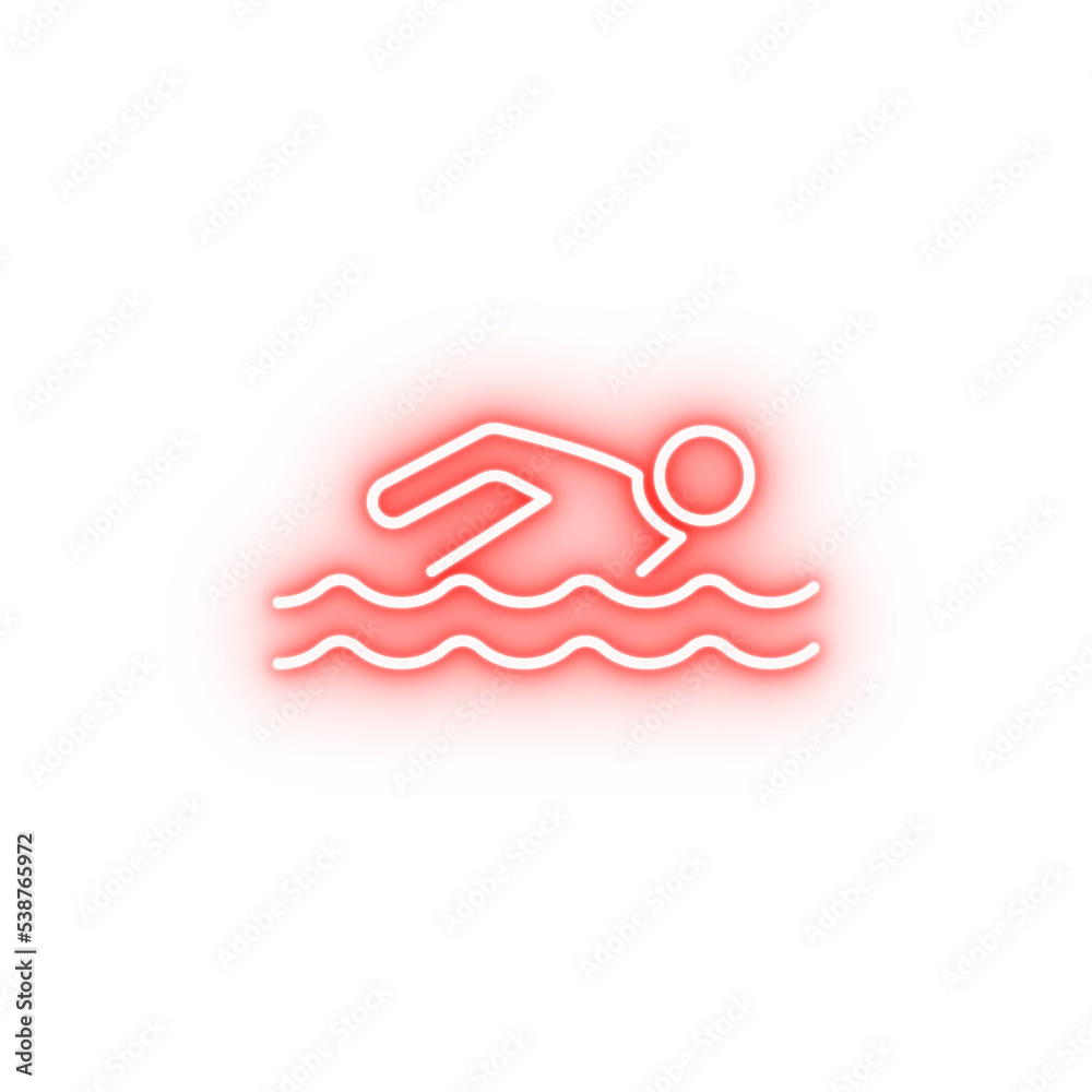 swimmer outline neon icon Stock Illustration | Adobe Stock