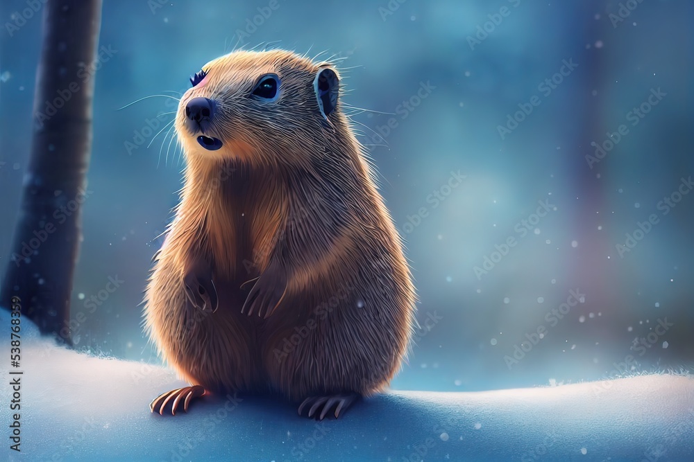 3D Rendered computer-generated groundhog for the 2022-2023 Winter ...