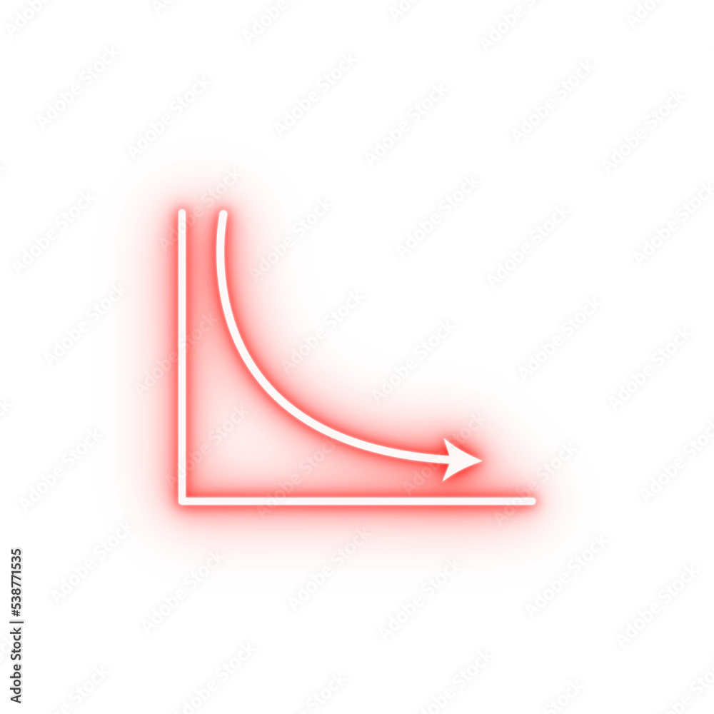 lowering arrow chart line neon icon Stock Illustration | Adobe Stock