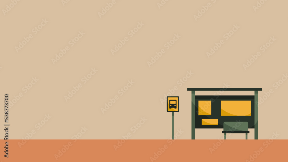 bus stop blank background illustration. pink themed design. design ...