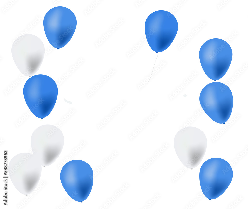 PNG. Blue and white Transparent Balloons Bunch on transparent ...