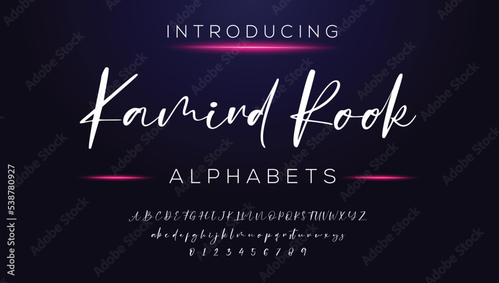 KAMIND ROOK , Hand drawn calligraphic vector monoline font. Distress ...