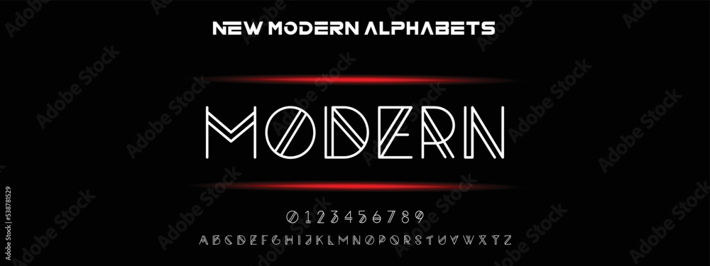 Abstract minimal modern alphabet line font. Minimal slim typography ...