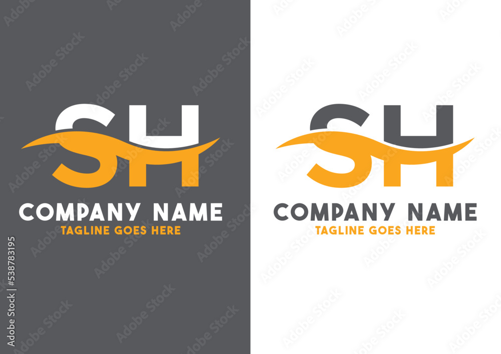 Letter SH logo design vector template, SH logo Stock Vector | Adobe Stock