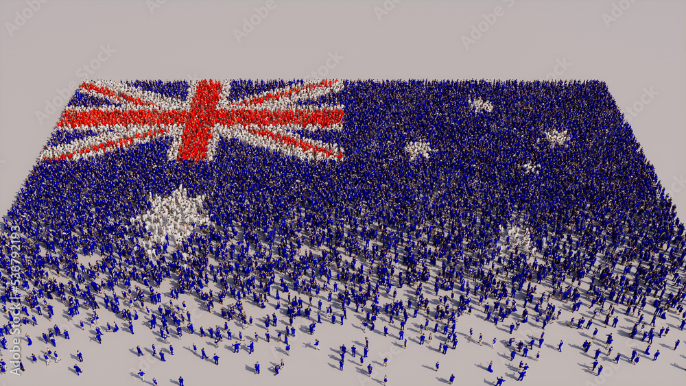 Australian Flag formed from a Crowd of People. Banner of Australia on ...