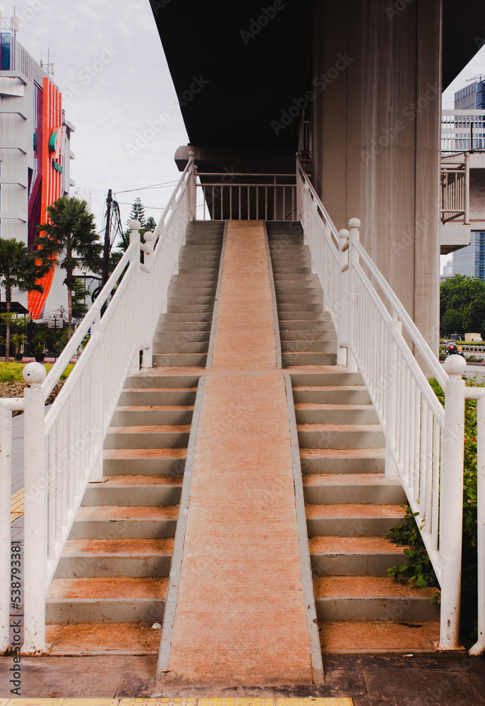 public stair for a pedestrian bridge in Jakarta Stock Photo | Adobe Stock