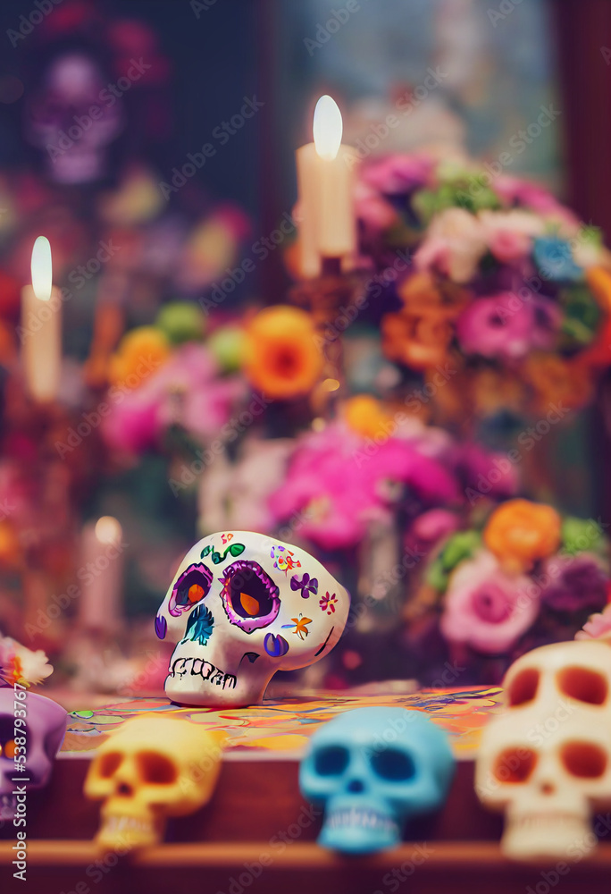 Isometric altar. Day of the deads illustration. Cartoon altar, Mexican ...