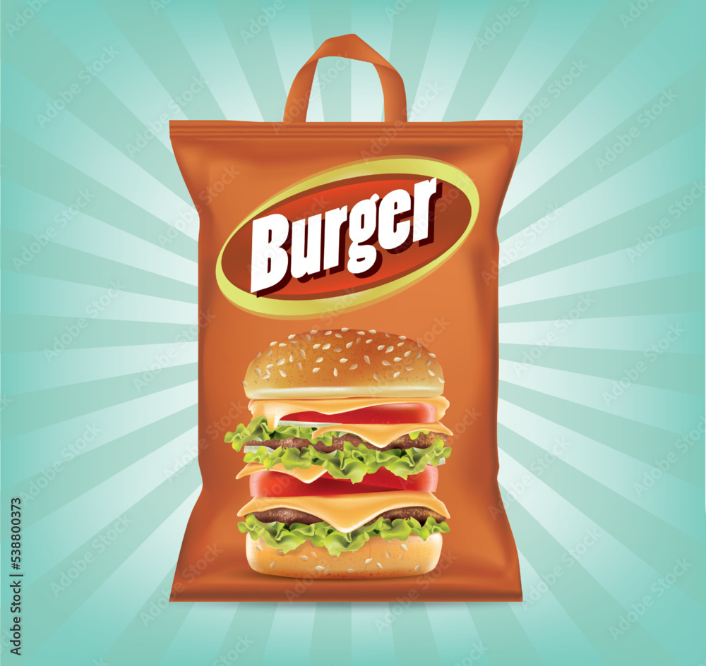 Design of packaging for burger.illustration vector Stock Vector | Adobe ...