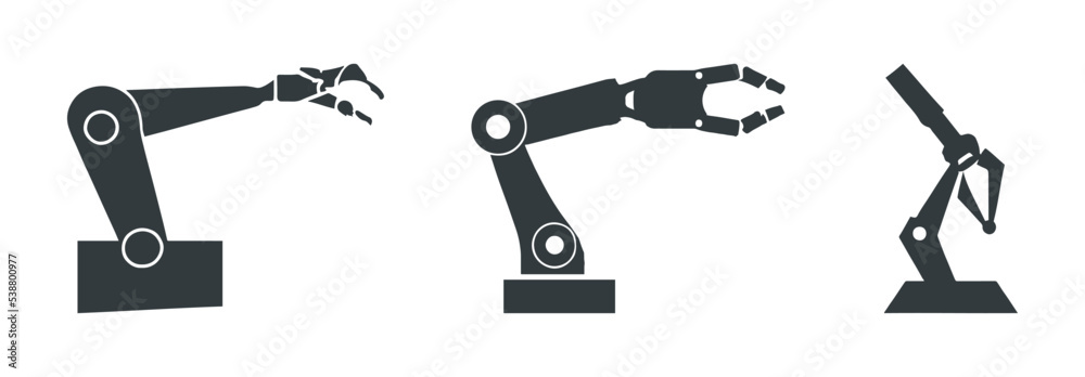 Robotic hand manipulator silhouette symbol icon. Robot limb logo. Robot ...