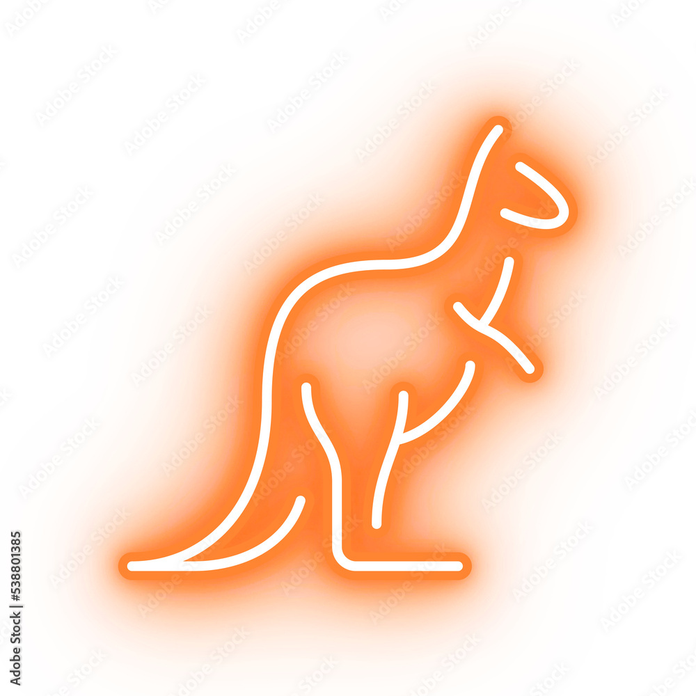 Neon orange kangaroo icon, glowing wallaby icon on transparent ...