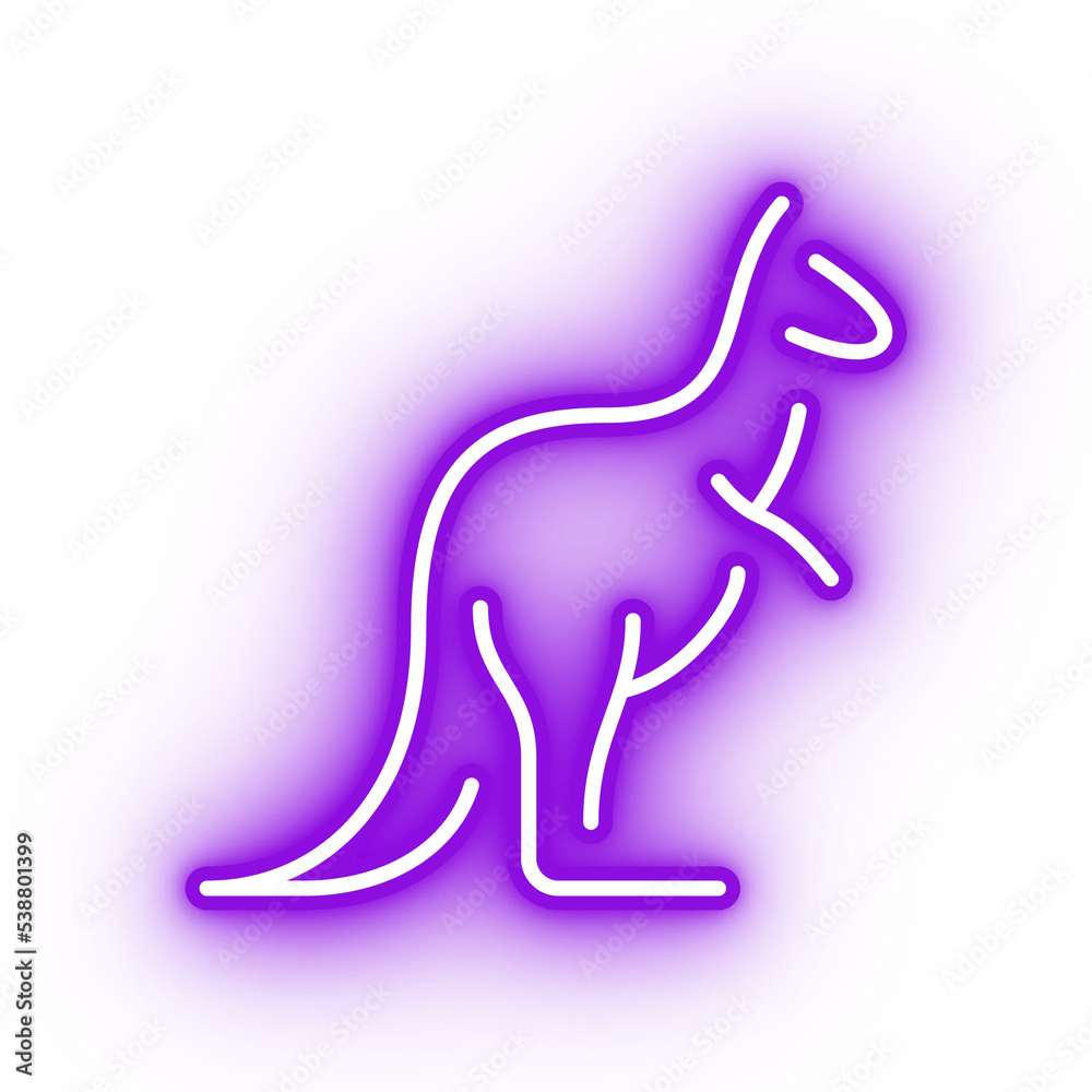 Neon purple kangaroo icon, glowing wallaby icon on transparent ...
