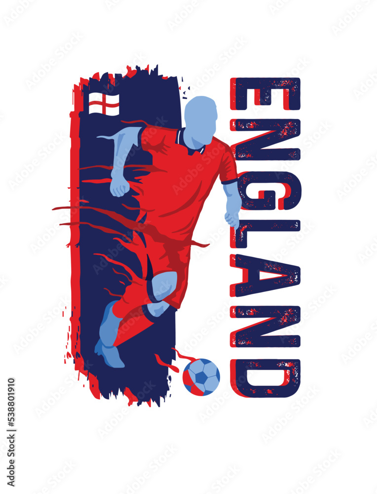 VECTOR. Editable poster for the England football team, soccer player ...
