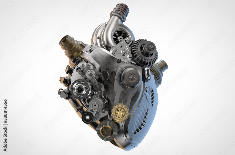 Car engine in heart shape 3d illustration Stock Illustration | Adobe Stock