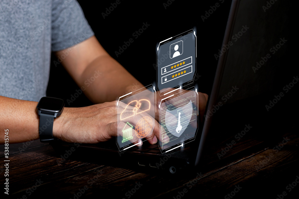 businessman using notebook communicate online high speed wifi It works ...