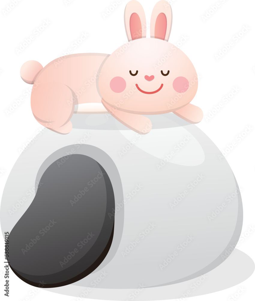 Cute rabbit character or mascot, lantern festival or winter solstice ...