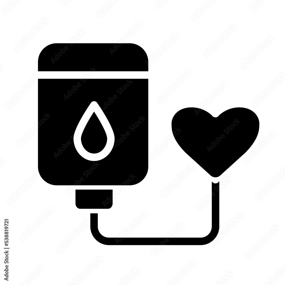 Blood donation black glyph icon. Medical procedure. Volunteer donor ...