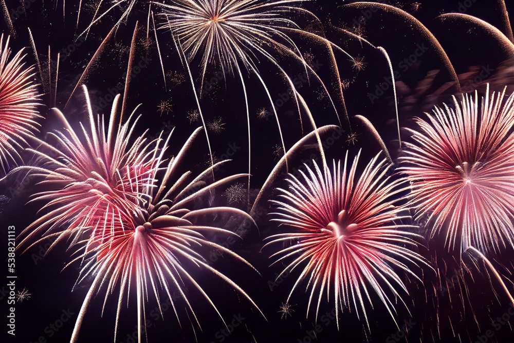 Midjourney render of fireworks Stock Illustration | Adobe Stock