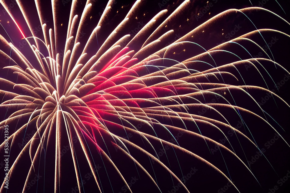 Midjourney render of fireworks Stock Illustration | Adobe Stock