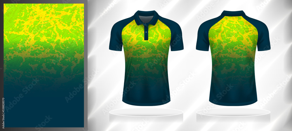 Vector sport pattern design template for Polo T-shirt front and back ...