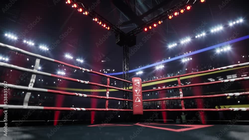 empty boxing arena with crowd animation. High quality 4k footage Stock ...