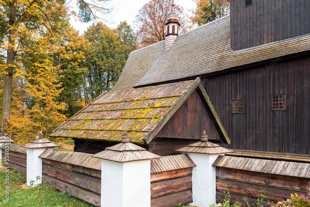 St. Nicholas in Polanka Wielka. Timber architecture with a log ...