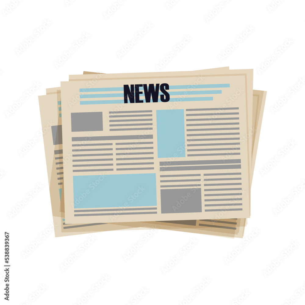 Newspaper pile, stack of magazine with rope in cartoon style isolated ...