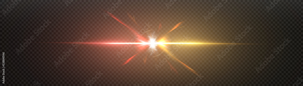 Bright light effect with rays and highlights for vector illustration ...