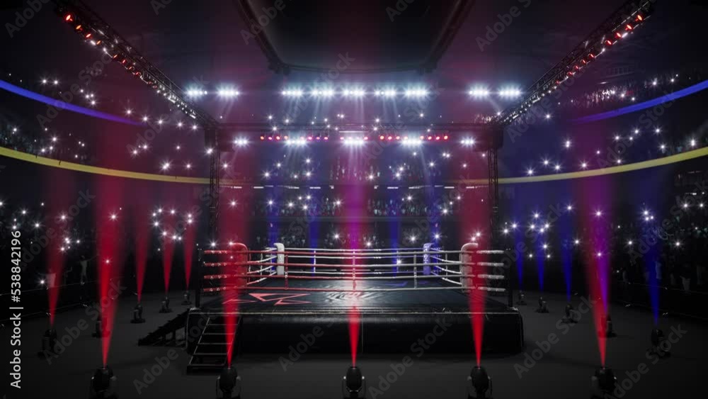 empty boxing arena with crowd animation. High quality 4k footage Stock ...