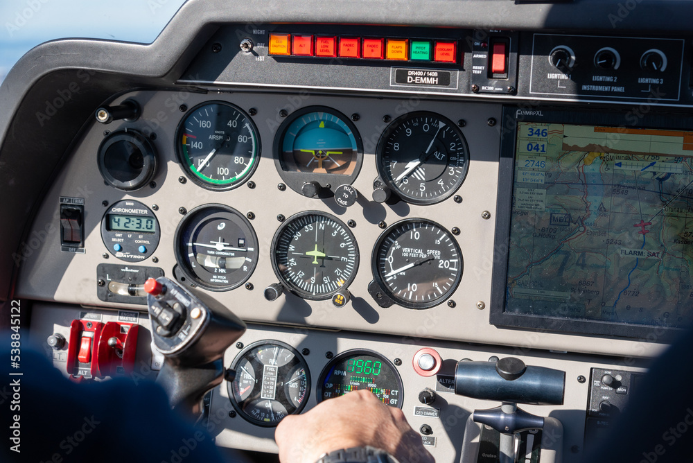 cockpit instruments of a Robin 155 cdi plane Stock Photo | Adobe Stock