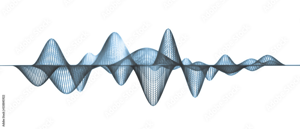 Illustration of blue abstract wireframe sound waves, visualization of ...