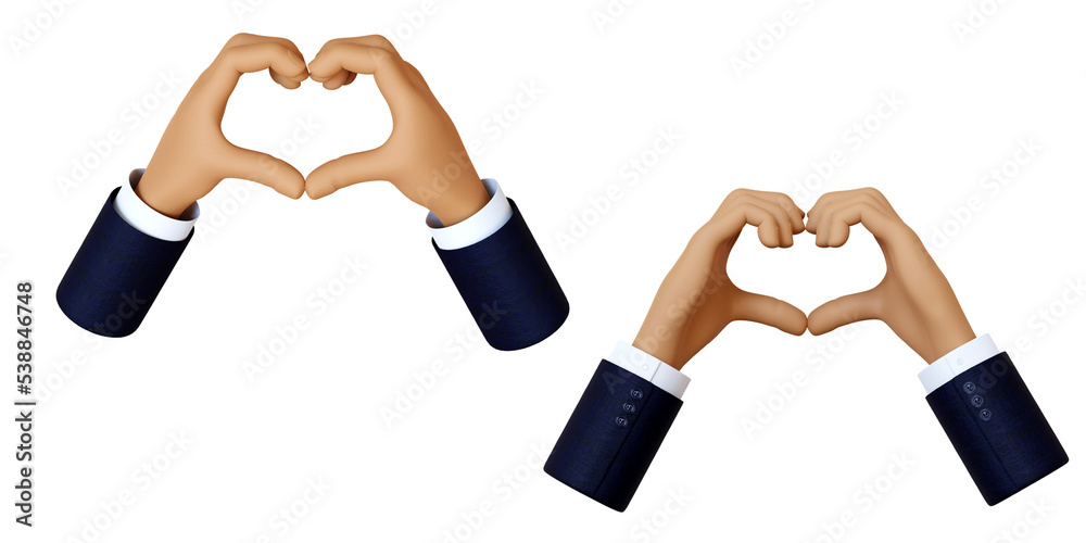 3d hands folded in the shape of a heart. A sign of love. A hand gesture ...