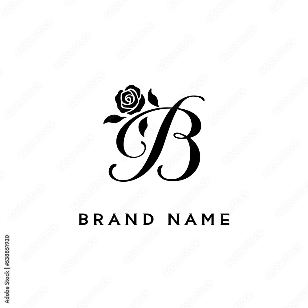 Initial Letter Type B and rose, Logo Sign Symbol design Stock Vector ...
