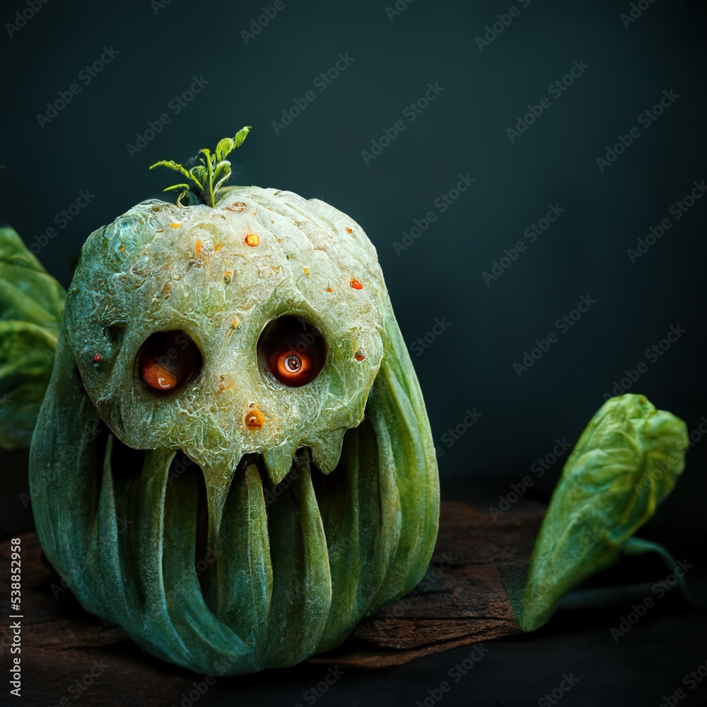 Scary Vegetable Halloween Food Digital Art, Concept Art, 3D Render ...