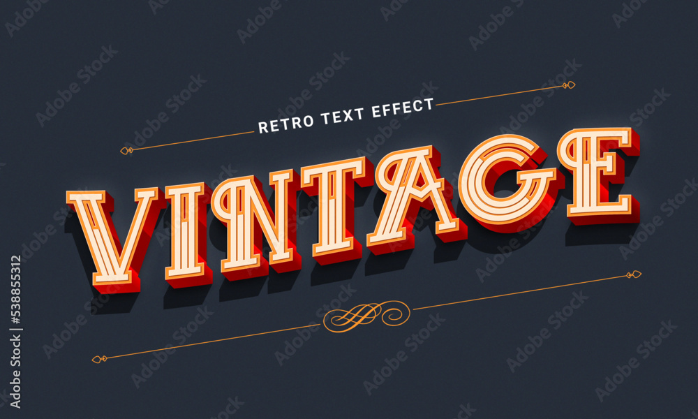 Editable Retro Vintage Text Effect Stock Vector | Adobe Stock